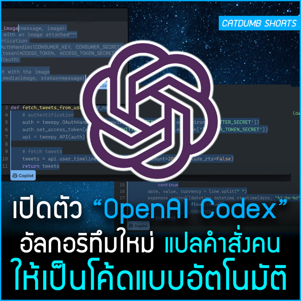 เปิดตัว “OpenAI Codex” อัลกอริทึมใหม่ แปลคำสั่งคน ให้เป็นโค้ดแบบ ...