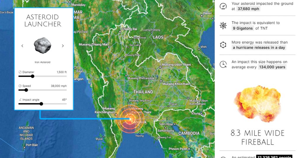 ลองเล่นไหม? “Asteroid Launcher” เว็บจำลอง “อุกกาบาตชนโลก” เลือกได้หมด ...