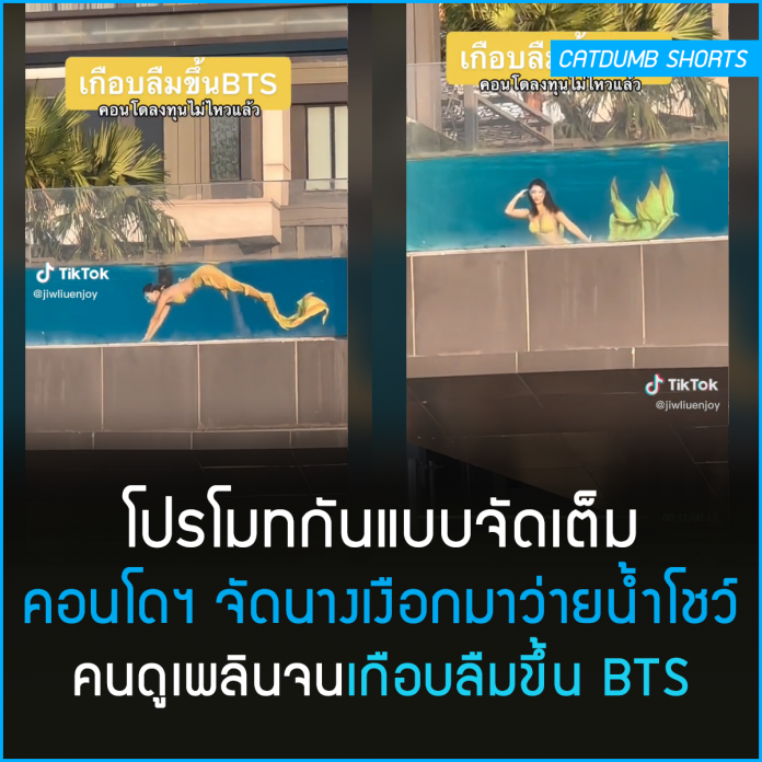 โปรโมทกันแบบจัดเต็ม คอนโดฯ จัดนางเงือกมาว่ายน้ำโชว์ คนดูเพลินจนเกือบลืมขึ้น BTS – CatDumb – แคทด ...